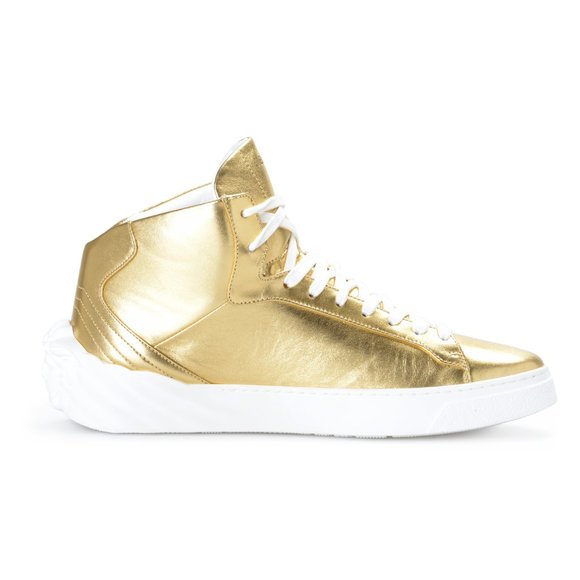 Versace | Shoes | Versace Mens Gold Leather Medusa Fashion Sneakers ...